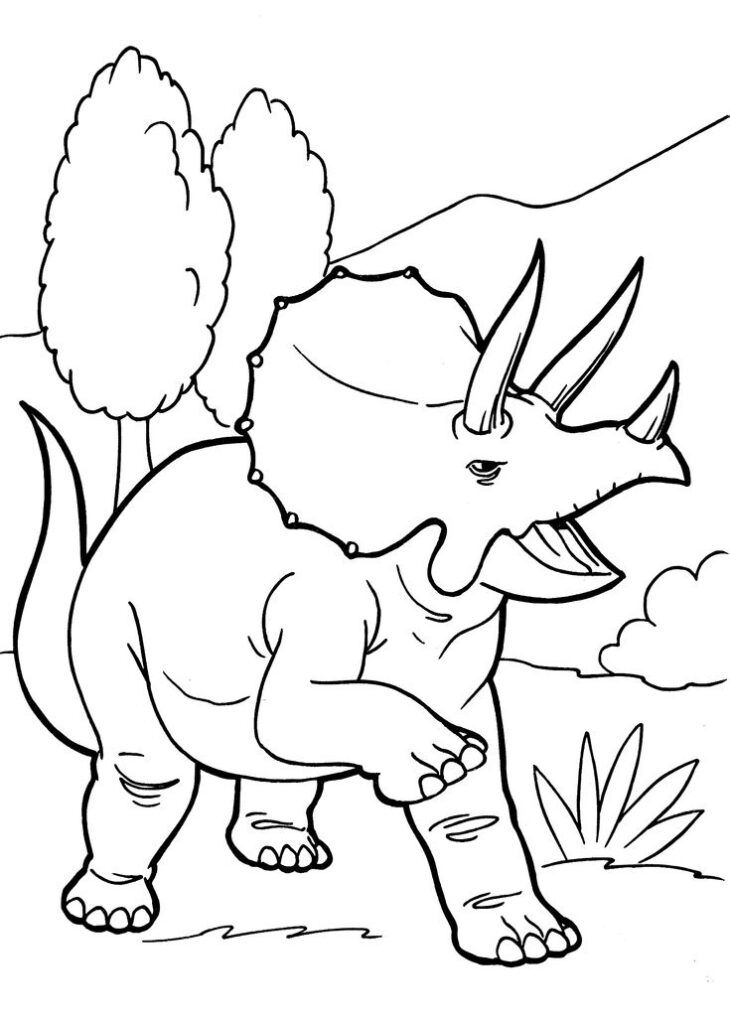 Angry Triceratops Dinosaur Coloring Pages For Kids Printable Free ...