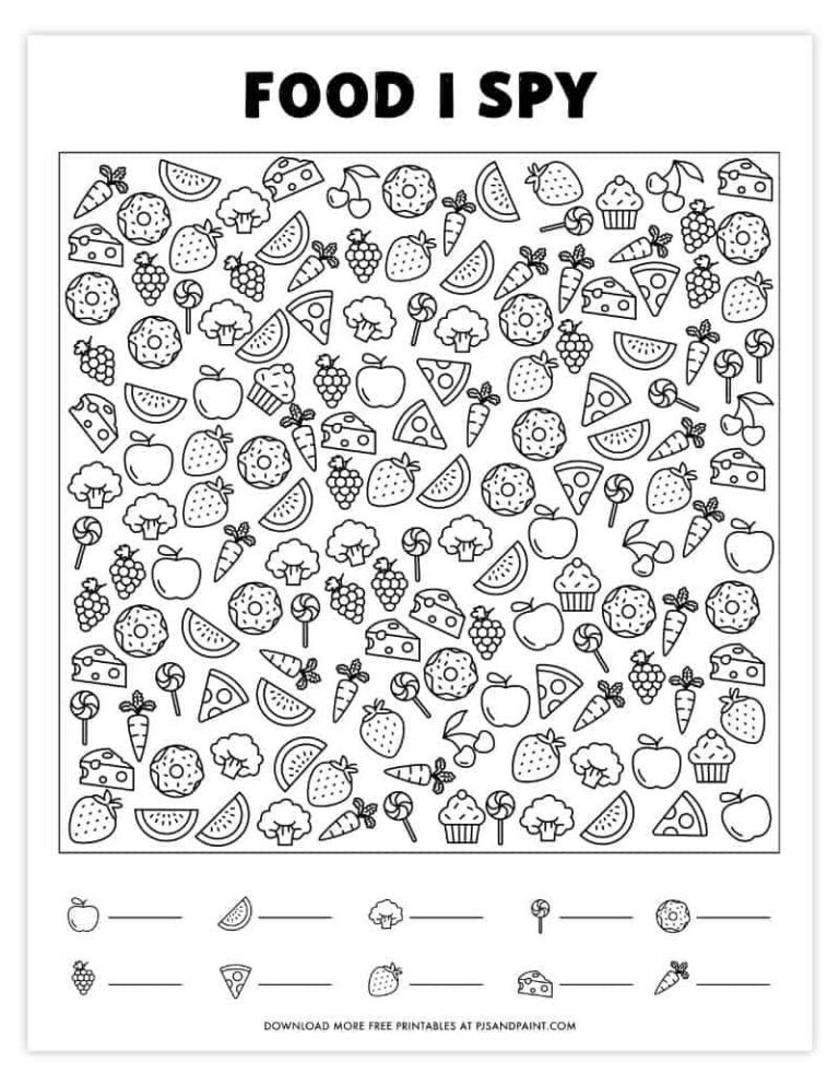 Free Printable I Spy Game Food Themed I Spy I Spy Games Kids ...